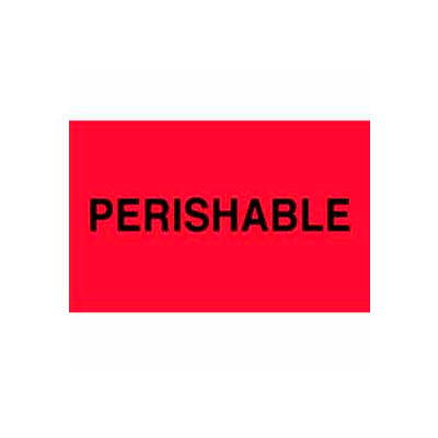 Paper Labels w/ "Perishable" Print, 5"L x 3"W, Fluorescent Red & Black ...