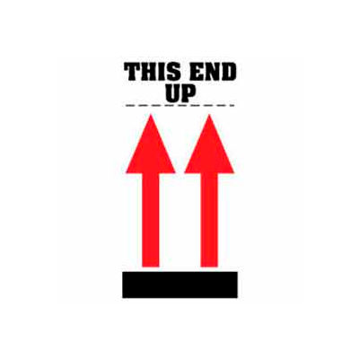 Paper Labels w/ "This End Up" Print, 8"L x 4"W, White/Red/Black, Roll ...