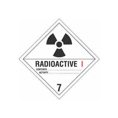 "Radioactive I" Hazard Class 7 Labels, 4"L x 4"W, White/Red/Black, Roll ...