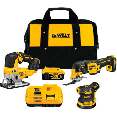 Dewalt® 20V MAX XR Brushless Orbital Sander, Jig Saw, and Multi-Tool 3 ...