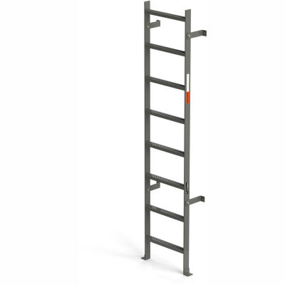 EGA Steel Vertical Wall Mount Ladder W/O Rail Extensions, 8 Step Gray ...