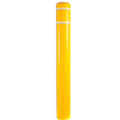 Post Guard® Bollard Cover CL13860, 7" Dia. x 52"H, Yellow with White Tape
