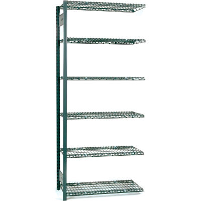 Equipto, V-Grip, Textured Blue, 5 Tier, Wire Shelving Add-On Unit, 72"W ...