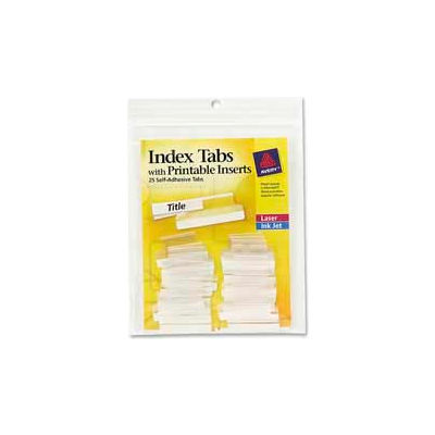 Avery® Self-Adhesive Index Tabs with Printable Inserts, 1" Width, Clear ...