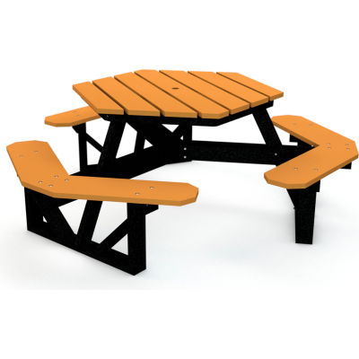 Global Industrial™ 6' Hexagon Picnic Table, Recycled Plastic, Cedar