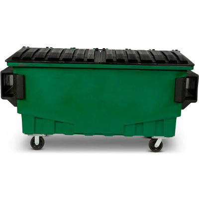 Toter 1 Cubic Yard Front Loading Dumpster W/ Bumpers, Waste Green ...