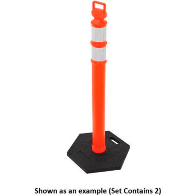 Global Industrial™ 2 Portable Delineator Posts with Cone Bar, Orange ...