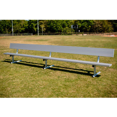 15' Aluminum Team Bench with Back and Galvanized Steel Frame, Portable ...