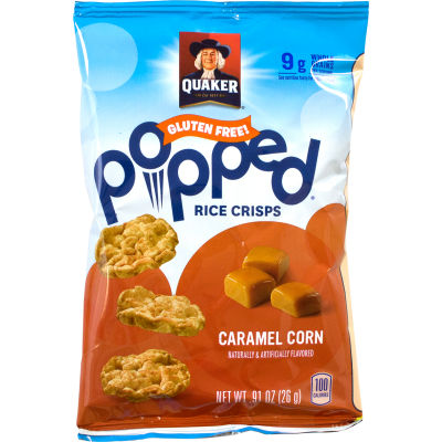 Quaker Popped Rice Crisps Caramel Corn, .67 oz, 60 Count
