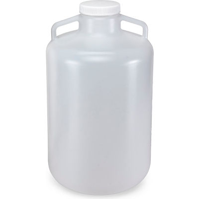 Carboy with Handles, Heavy Duty Polypropylene, White Screwcap, 20 Liter ...