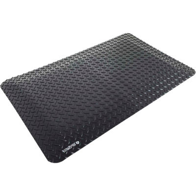 Global Industrial™ Diamond-Plate Anti Fatigue Mat 9/16" Thick 2' x 3' Black