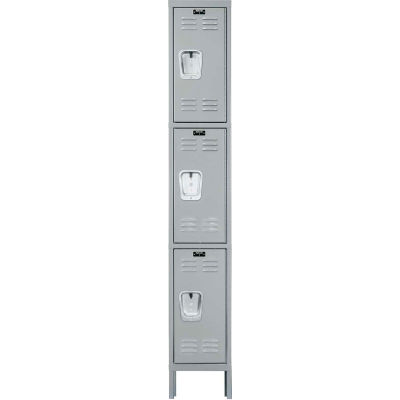 Hallowell® 3-Tier 3 Door Premium Locker 12"W x 12"D x 24"H, Light Gray ...