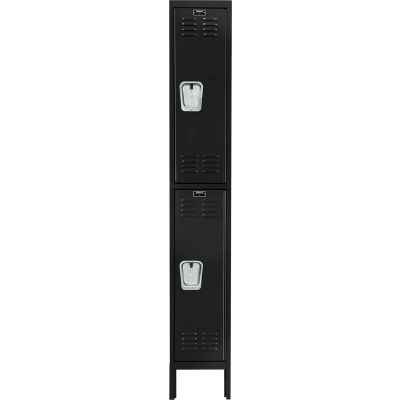 Hallowell® 2-Tier 2 Door Premium Locker, 12"W x 15"D x 36"H, Black ...