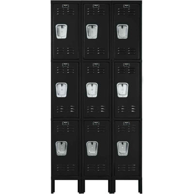 Hallowell® 3-Tier 9 Door Premium Locker, 12"W x 15"D x 24"H, Black ...