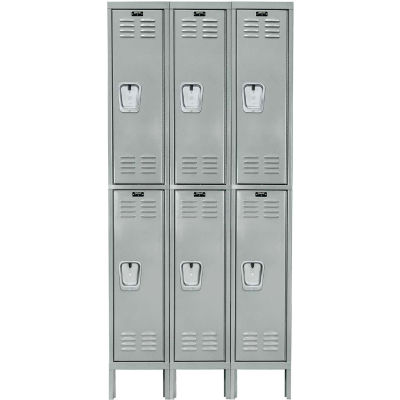 Hallowell® 2-Tier 6 Door Premium Locker, 12"W x 18"D x 36"H, Light Gray ...