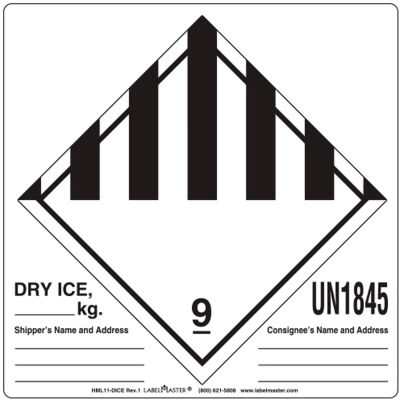 LabelMaster® UN1845 Dry Ice Labels, 6" x 6", White/Black, 500 Labels ...