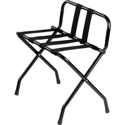 Powder Coat Black Finish Luggage Rack with Backrest - Pkg Qty 4