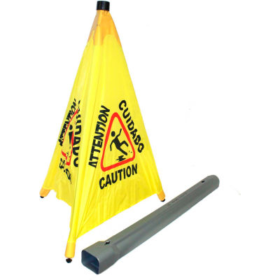 Impact® Pop Up Safety Cone 31" Yellow/Black, Multi-Lingual - 9182 - Pkg ...