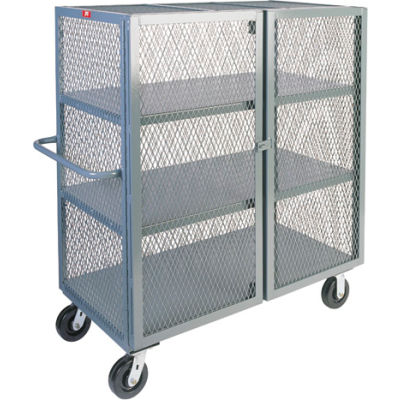 Jamco Mesh Security Truck w/3 Shelves, 3000 lb. Capacity, 60"L x 30"W x ...