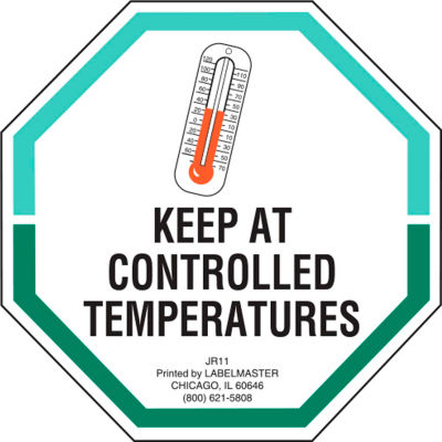 LabelMaster® Labels w/ "Keep At Controlled Temperatures" Print, 3"L x 3 ...