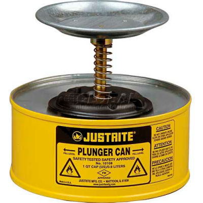 Justrite Plunger Can, 1-Quart, Yellow, 10118 | B868043 ...