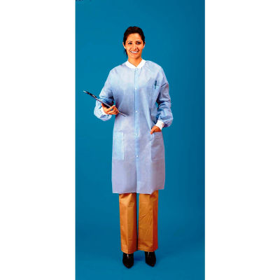 SMS Lab Coat, 3 Pockets, Knit Wrists, Snap Front, Knit Collar, White ...