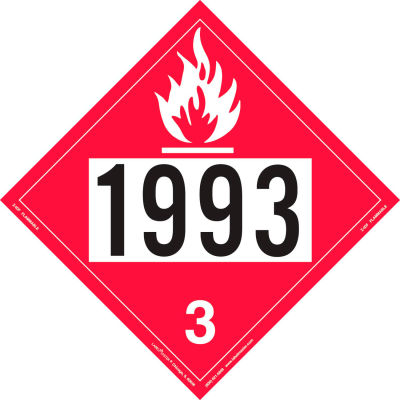 LabelMaster® Z-IDF Flammable Liquid Placard, UN 1993, Permanent Vinyl ...
