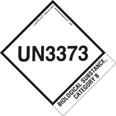 LabelMaster® UN3373 Labels with Extended Tab, 4" x 4-3/4", White/Black ...