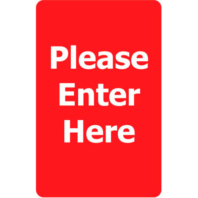 Tensabarrier® Acrylic Sign, "Please Enter Here", 7"Wx11"H, Red/White ...