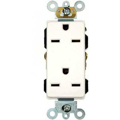 Leviton 16662-W 15a, 250v, Decora Plus Dplx Recpt., Commercial Grade ...