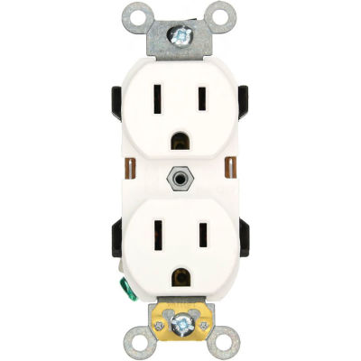 Leviton 5252-W Narrow Body Duplex Receptacle, Straight Blade, White ...