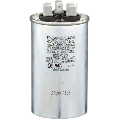 Tradepro® Run Capacitor, 25 + 5 MFD, 440V, Round