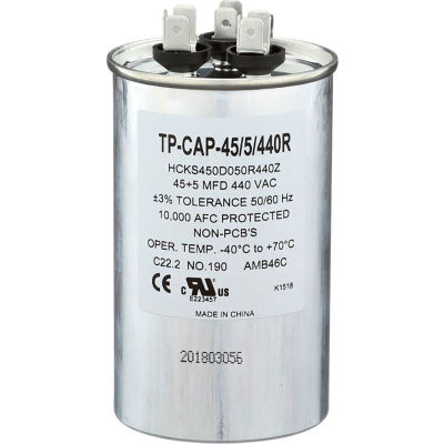 Tradepro® Run Capacitor, 45 + 5 MFD, 440V, Round