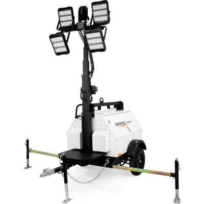 Generac Mobile Diesel Vertical LED Light Tower, Wide-Body, 6kW, Kubota Engine & Electric Winch