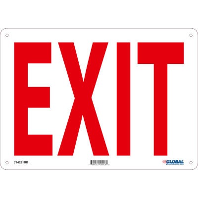 Global Industrial™ Exit Sign, 14''W x 10''H, Rigid Plastic