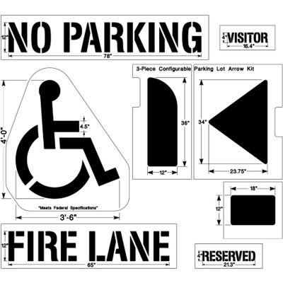 Newstripe Parking Lot Starter Kit Stencil, 1/8" Thick, PolyTough ...