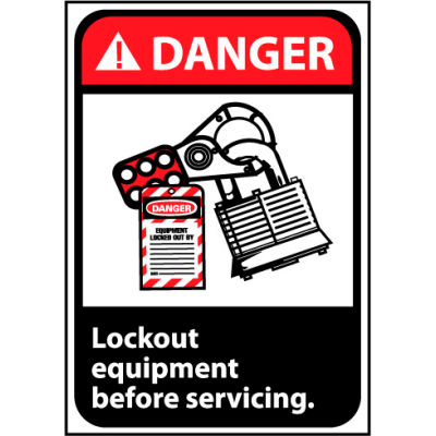 Danger Sign 10x7 Rigid Plastic - Lock Out Equipment Before Servicing ...