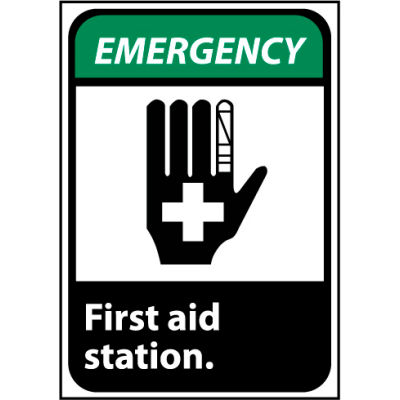 Emergency Sign 10x7 Rigid Plastic - First Aid Station