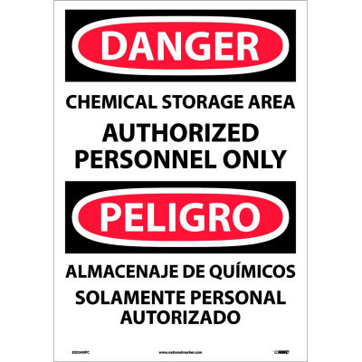 Bilingual Vinyl Sign - Danger Chemical Storage Area Authorized ...