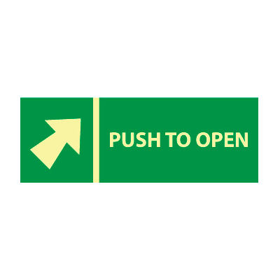 Glow Sign Rigid Plastic - Push Bar To Open(w/ Arrow)