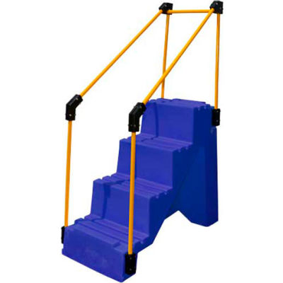 4 Step Plastic Step Stand W/ Handrails - Blue 27"W x 38"D x 44"H - ST-4 BL