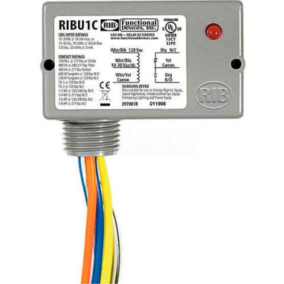 RIB® Enclosed Relay RIBU1C, 10A, SPDT, 10-30VAC/DC/120VAC | B1034230 ...