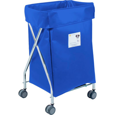 R&B Wire Products Wide Collapsible Hamper, Steel, Blue Vinyl Bag