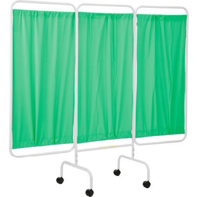 R&B Wire 3 Panel Mobile Medical Privacy Screen, 81"W x 69"H, Green ...
