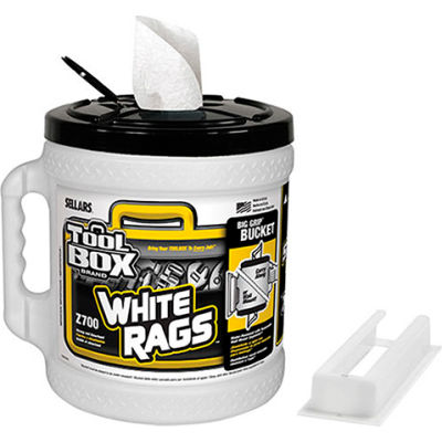 Toolbox® Z700 Big Grip® Bucket White Rags, 260 Sheets/Bucket, 2/Case