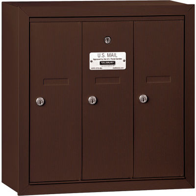 3500 Series 4B+ Vertical Mailbox, 3 Doors, Surface Mounted, Bronze ...