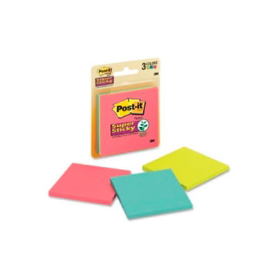 3M™ Super Sticky Pads, 3"x3", 45 Sheets/Pad, 3 Pads/Pk, Assorted ...