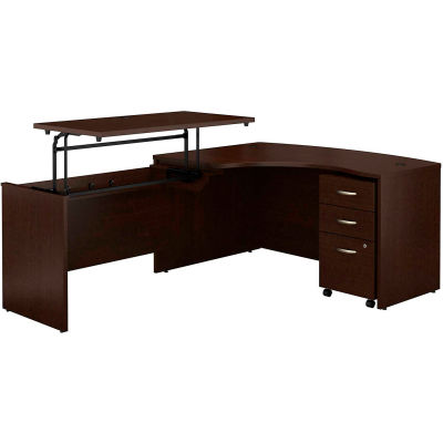 Bush Furniture 60"W Left Hand 3 Position Sit-Stand L-Desk - Mocha ...