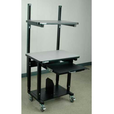 Stackbin Mobile Computer Desk w/ Top Shelf, 36"W x 24"D x 33-1/2"H ...