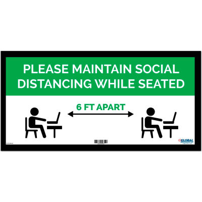 Global Industrial™ Green Maintain Social Distancing While Seated Sign ...